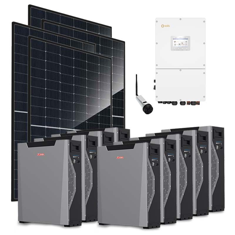 Kit fotovoltaico trifase 50600W inverter 50kW Solis batteria al litio 48.33kWh Weco 5k3 XP ...