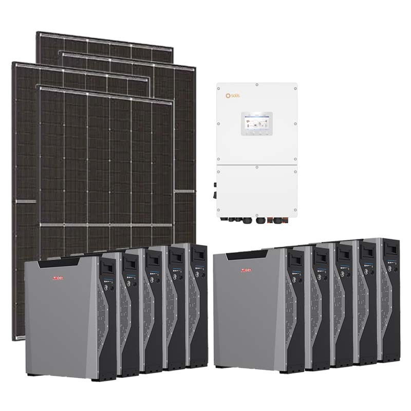 Kit fotovoltaico trifase 50400W inverter 50kW Solis batteria al litio Weco 5k3 XP 53.70kWh ...