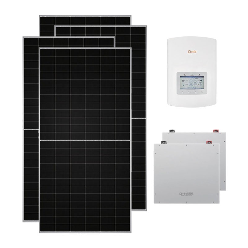 Kit fotovoltaico monofase 5310W inverter 5kW Solis batteria al litio Dyness DL5.0C 10.24kWh ...